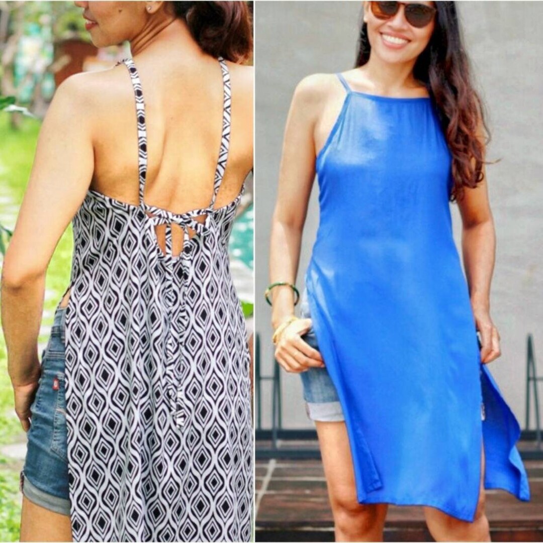 Tank Top Dress, Long Tank Top, Apron Dress, Halter Top Dress, Singlet ...