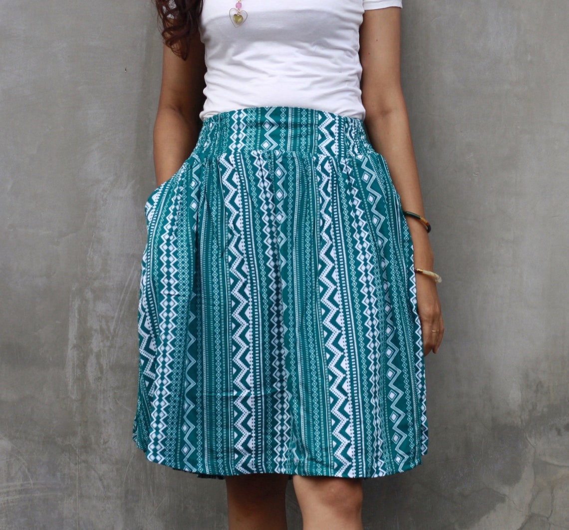 Teal Skirt Black and White Midi Skirt Smart Casual Skirt - Etsy