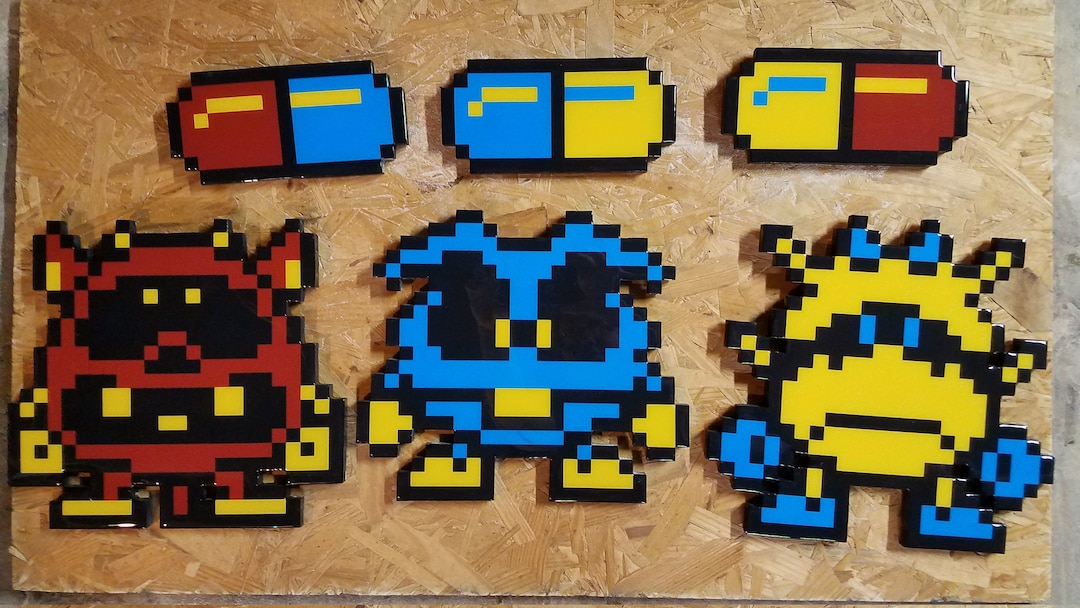 Solid Wood Pixel Game Art Dr. Mario Germs & Pills 6 Piece Set - the 3A ...
