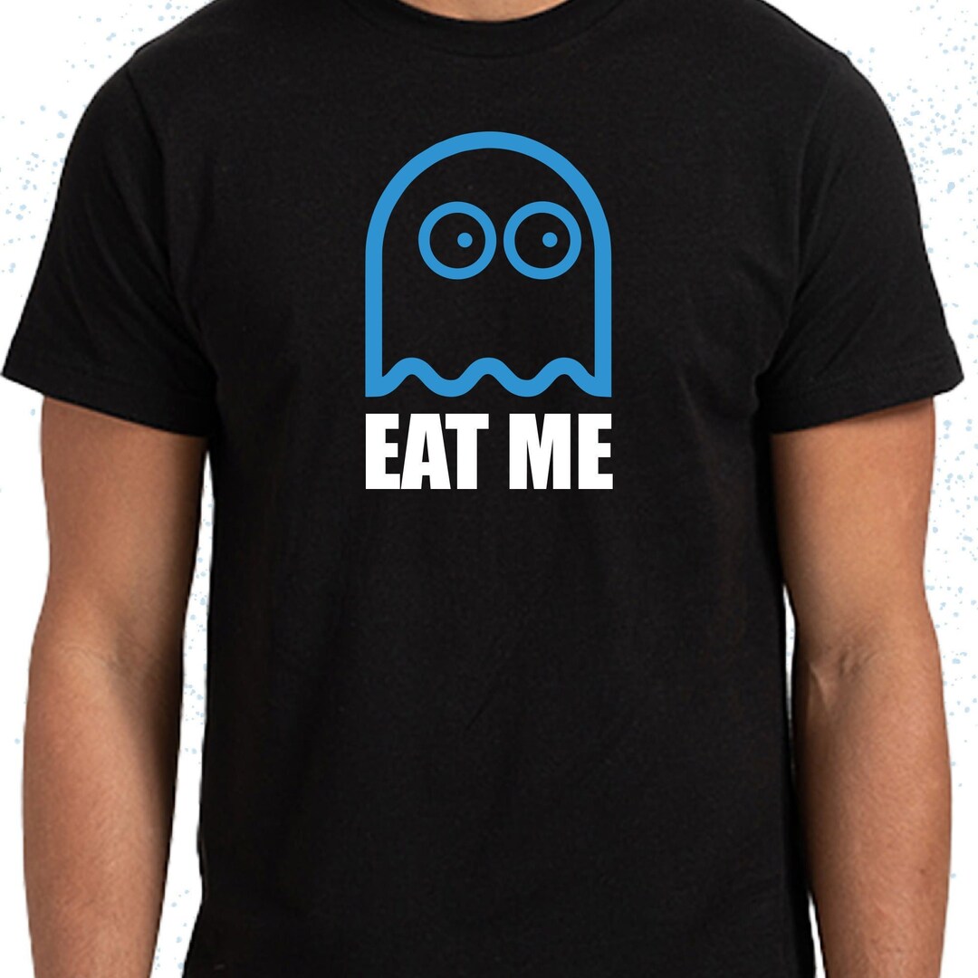 Pac Man Eat Me Blue Ghost T-shirt, Gaming Shirt - Etsy