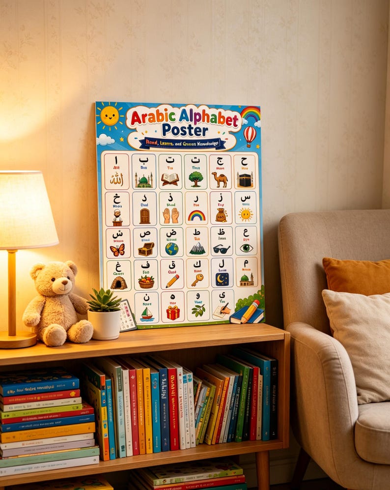 Arabic Alphabet Poster Printable , Arabic Letters Chart, Arabic ...