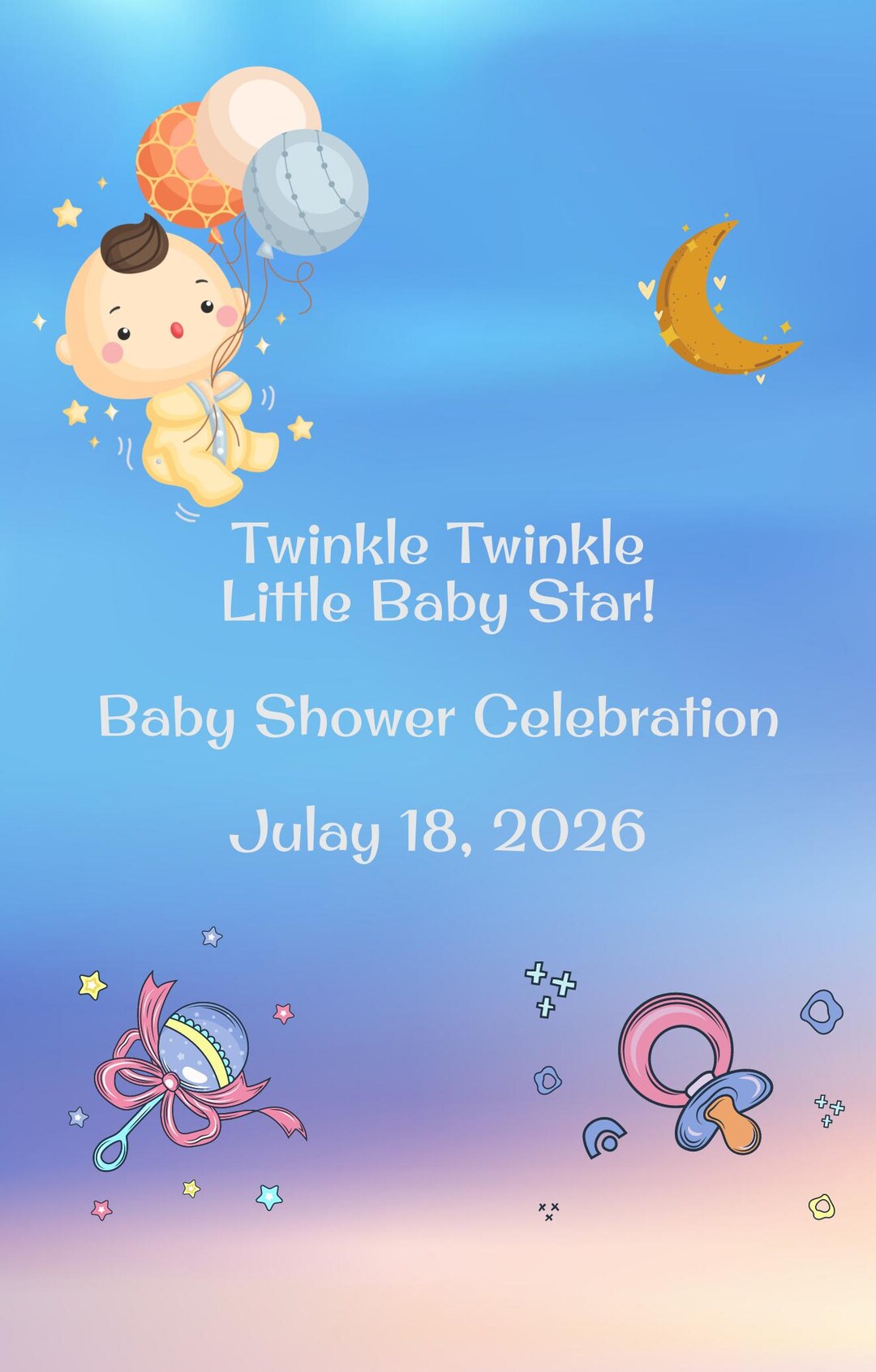 Editable Template Twinkle Little Baby Star! Baby Shower Celebration ...