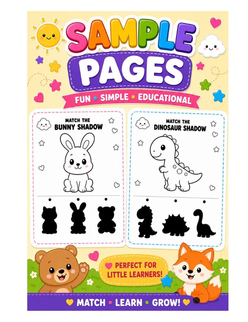 Shadow Matching Worksheets for Toddlers | 30 Preschool Printable Pages ...