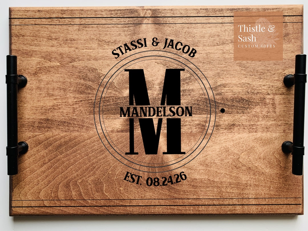 Wood Engraved Serving Tray, Custom Wedding Gift, Personalized Shower ...
