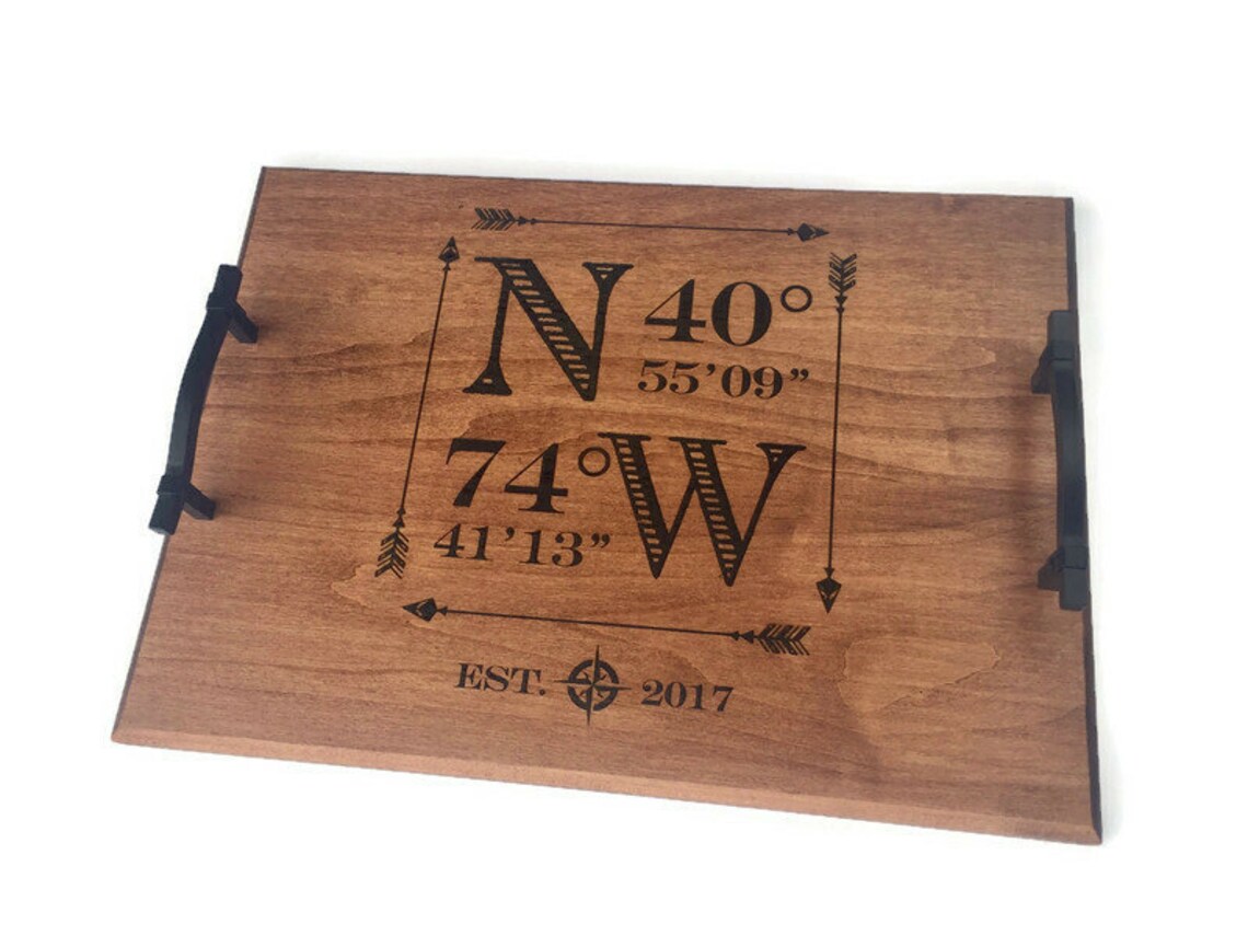 Wood Engraved Serving Tray Custom Wedding Gift Personalized - Etsy