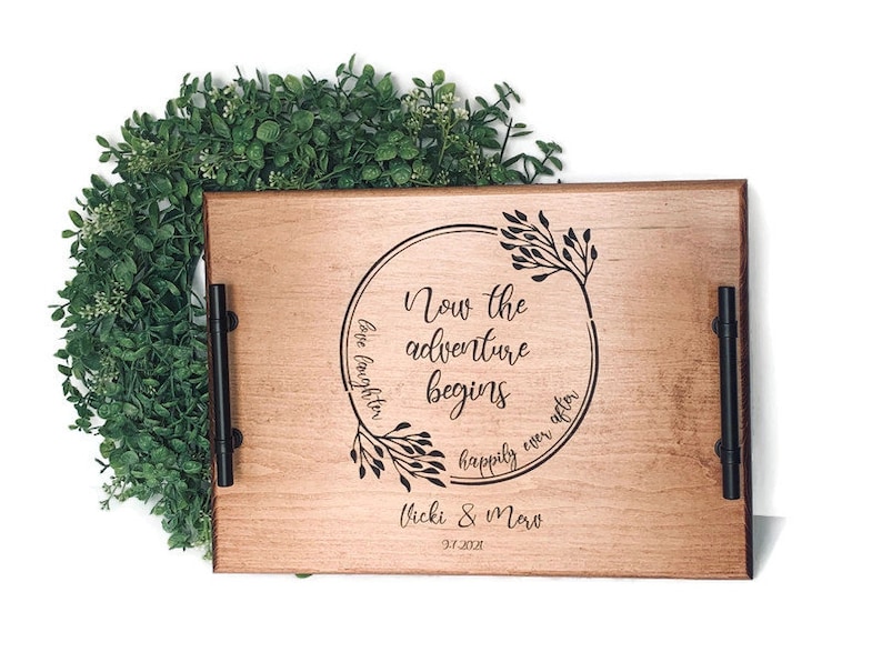 Wood Engraved Serving Tray Custom Wedding Gift Personalized - Etsy