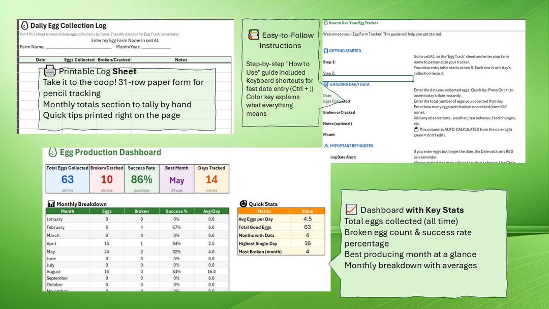 Egg Tracker Excel Template – Backyard Chicken Coop Log (digital ...