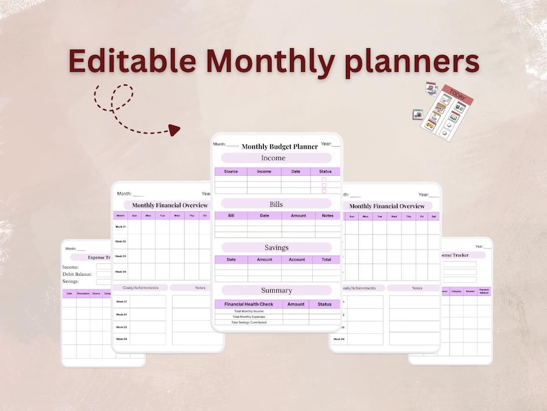Monthly Budget Planner, Expense Tracker Template, Financial Overview ...