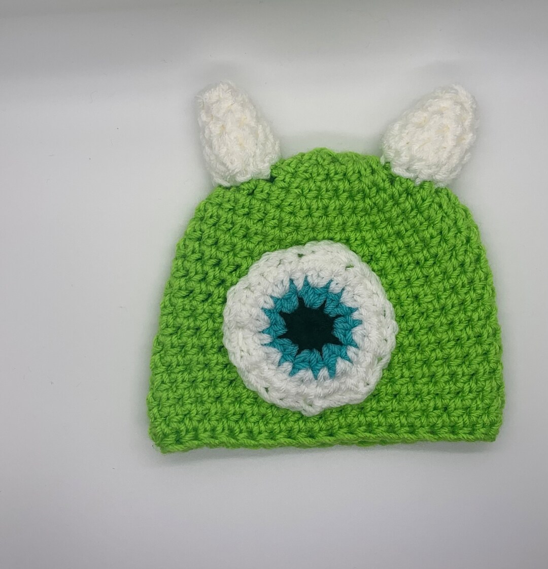 Green Monster With Blue Eye Crocheted Hat 0 to 3 Months Ready to Ship ...