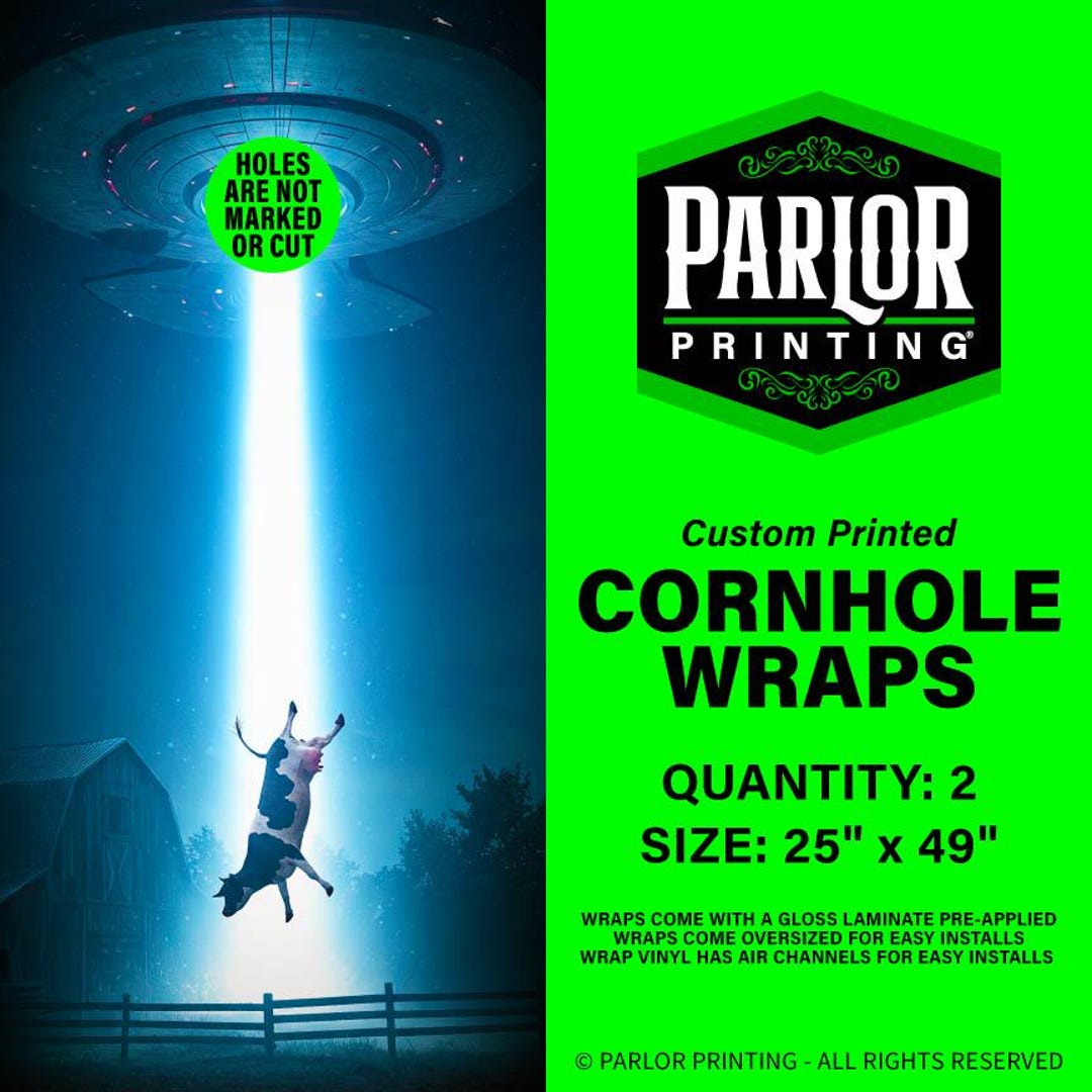 Cornhole Wraps - Cows Farm (aliens) - Bean Bag Board Vinyl Decal ...