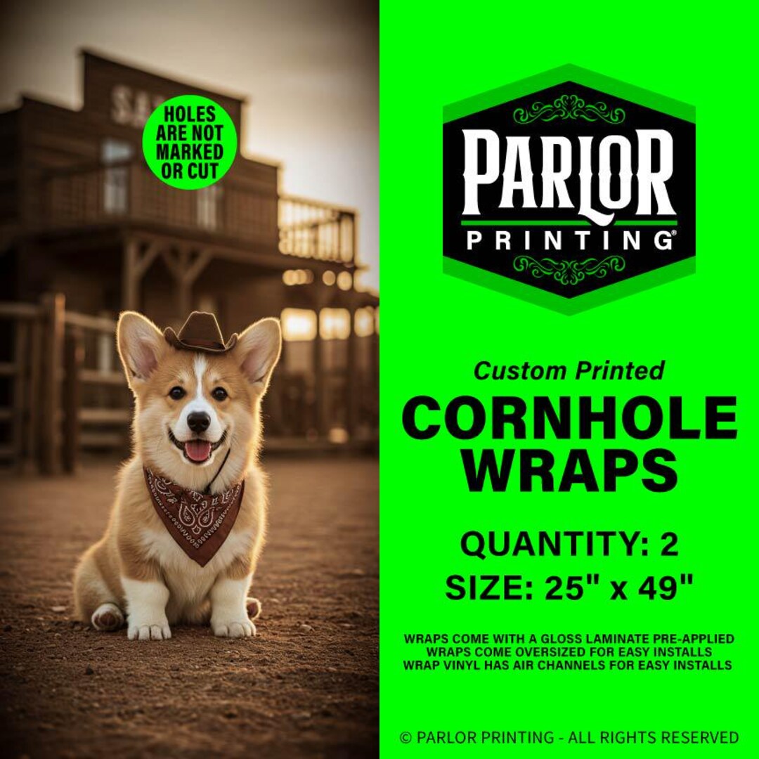 Cornhole Wraps - Corgi (cowboy Western) - Bean Bag Board Vinyl Decal ...