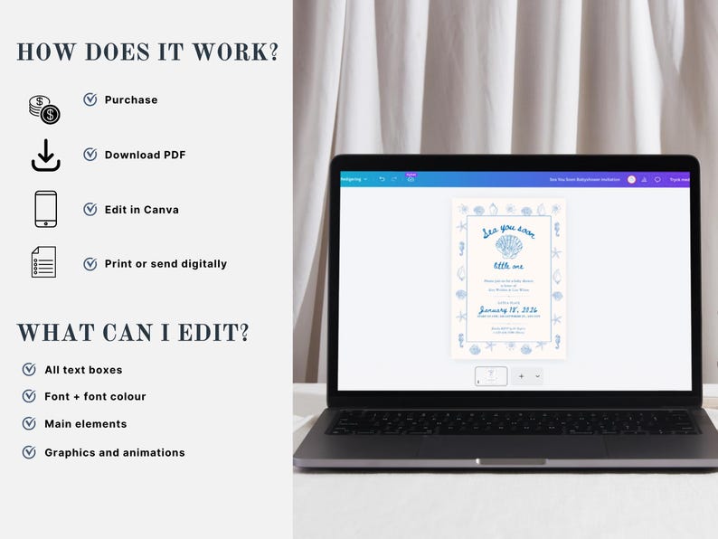 Sea You Soon Nautical Baby Shower Mega Bundle (editable Canva Templates ...