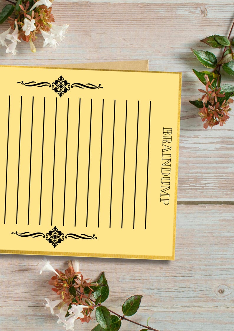 Brain Dump | Yellow Colour | Printable | Minimalist | A4 Size (digital ...