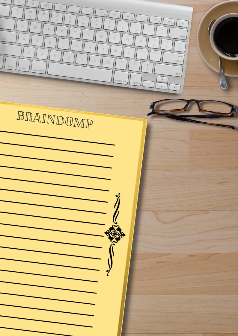 Brain Dump | Yellow Colour | Printable | Minimalist | A4 Size (digital ...