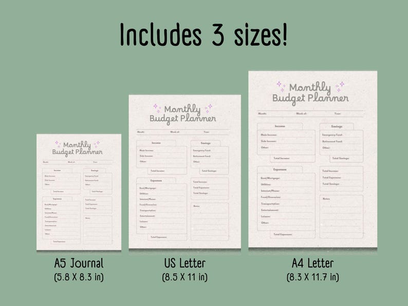 Monthly Budget Planner | Minimalist Spending Tracker (digital Download ...