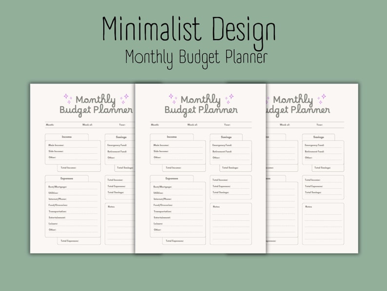 Monthly Budget Planner | Minimalist Spending Tracker (digital Download ...