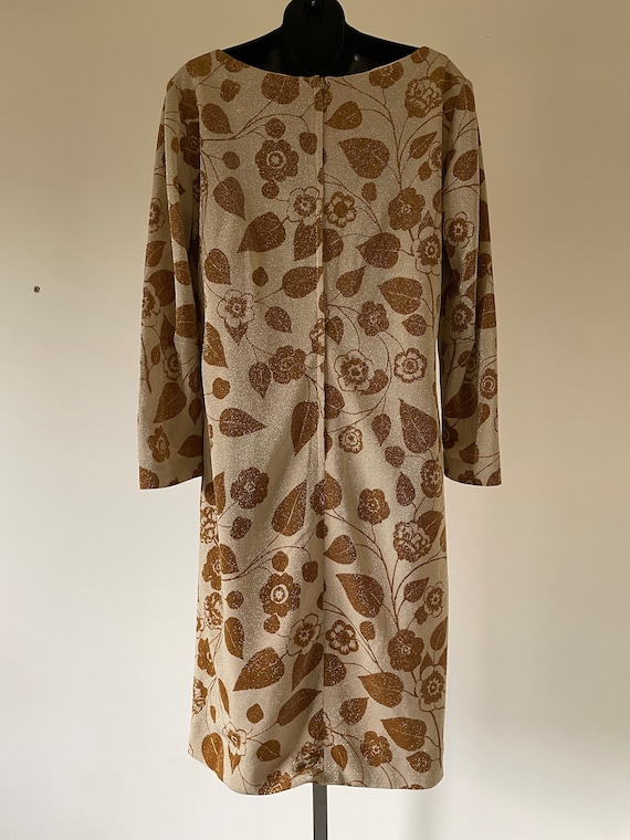 1960s 'Van Roth' Metallic Gold Sheath Dress - B: 38" - Gem