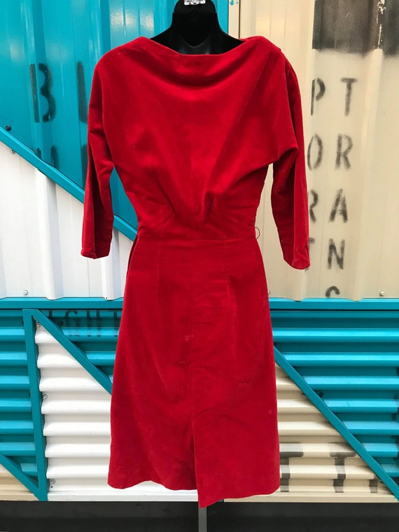 Stunning 1940s Red Velvet Cocktail Dress - W: 26" - Gem