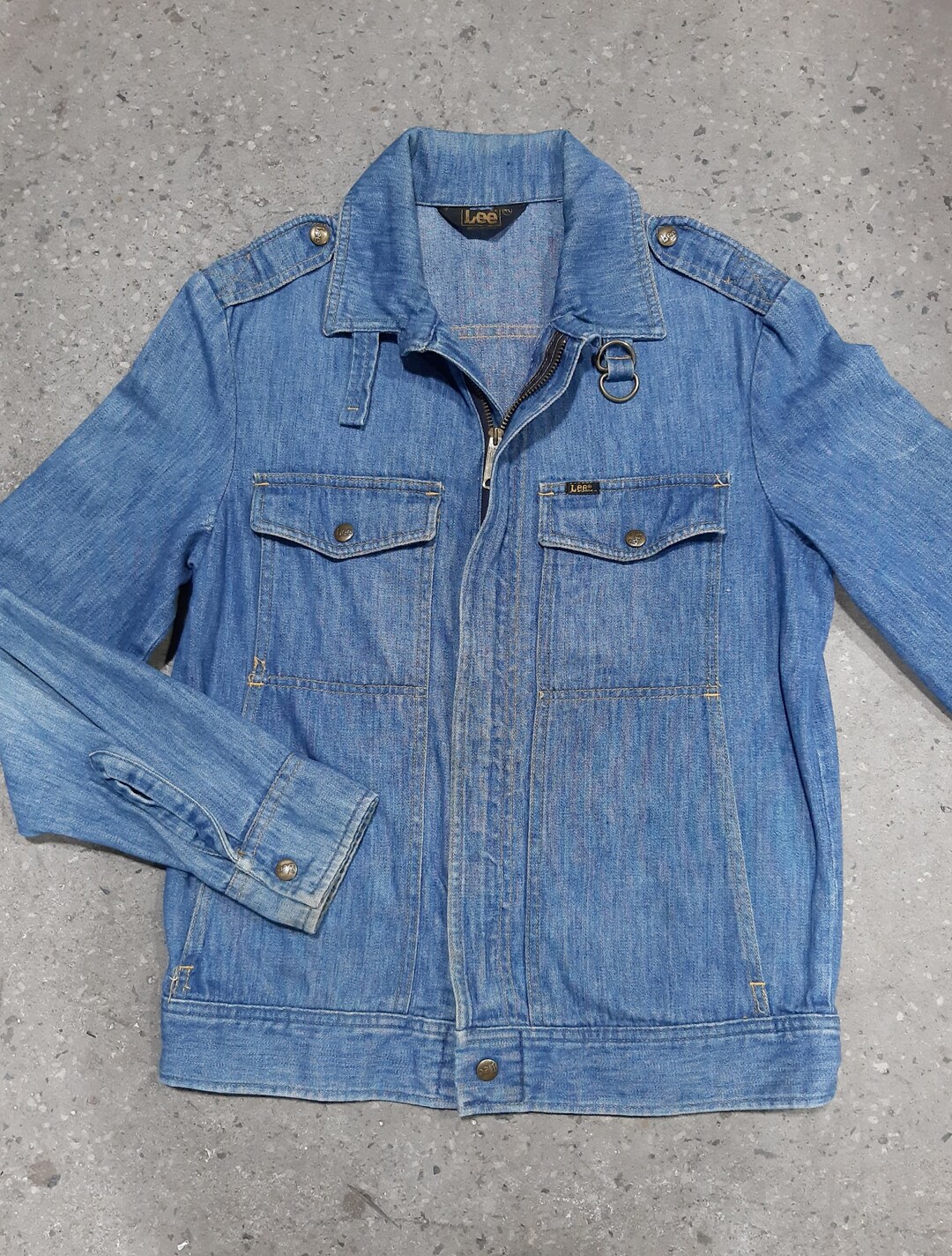 Vintage 1970s/80s Lee Denim Bomber/ Pilot Jacket Sz. M-L Made in U.S.A ...