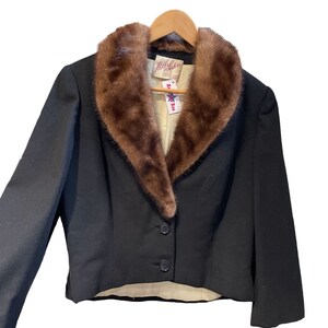 Vintage 1950s 'mills Sisters' Black Forstmann Wool Cropped Jacket With ...