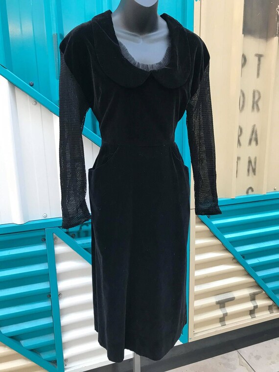 RARE OOAK 1940s "Pandora Classics" Black Velvet Dress… - Gem