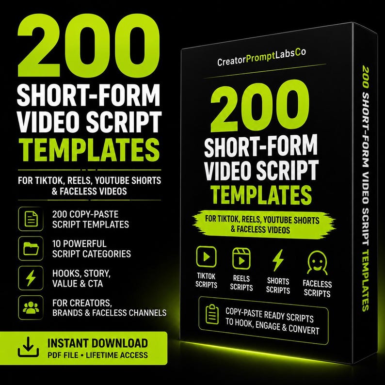 200 Short-form Video Script Templates for Tiktok, Reels & Youtube ...