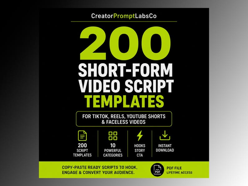 200 Short-form Video Script Templates for Tiktok, Reels & Youtube ...