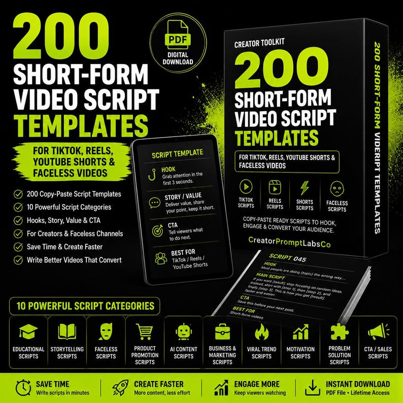 200 Short-form Video Script Templates for Tiktok, Reels & Youtube ...