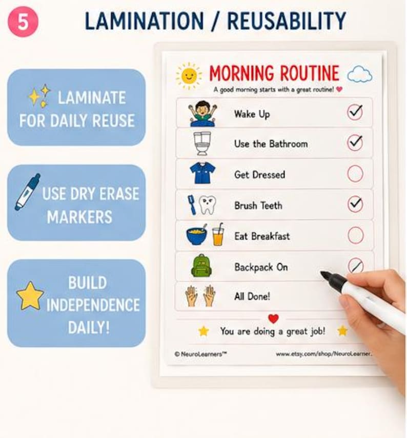 Morning Routine Visual Schedule for Kids | Autism & ADHD Printable ...