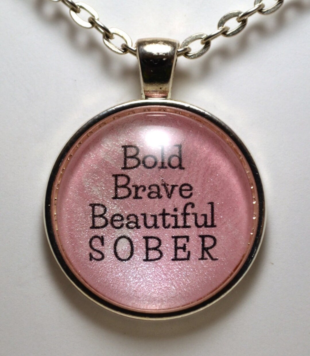 Bold Brave Beautiful Sober Pendant Necklace Sobriety Recovery Jewelry ...