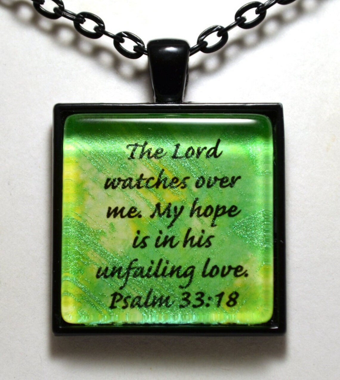 Psalm 33:18 God Watches Over Me Scripture Pendant Necklace C L - Etsy