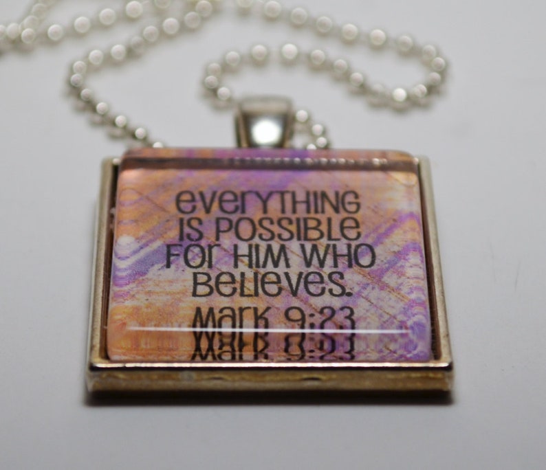 Mark 9:23 Everything is Possible Scripture Necklace Christian | Etsy