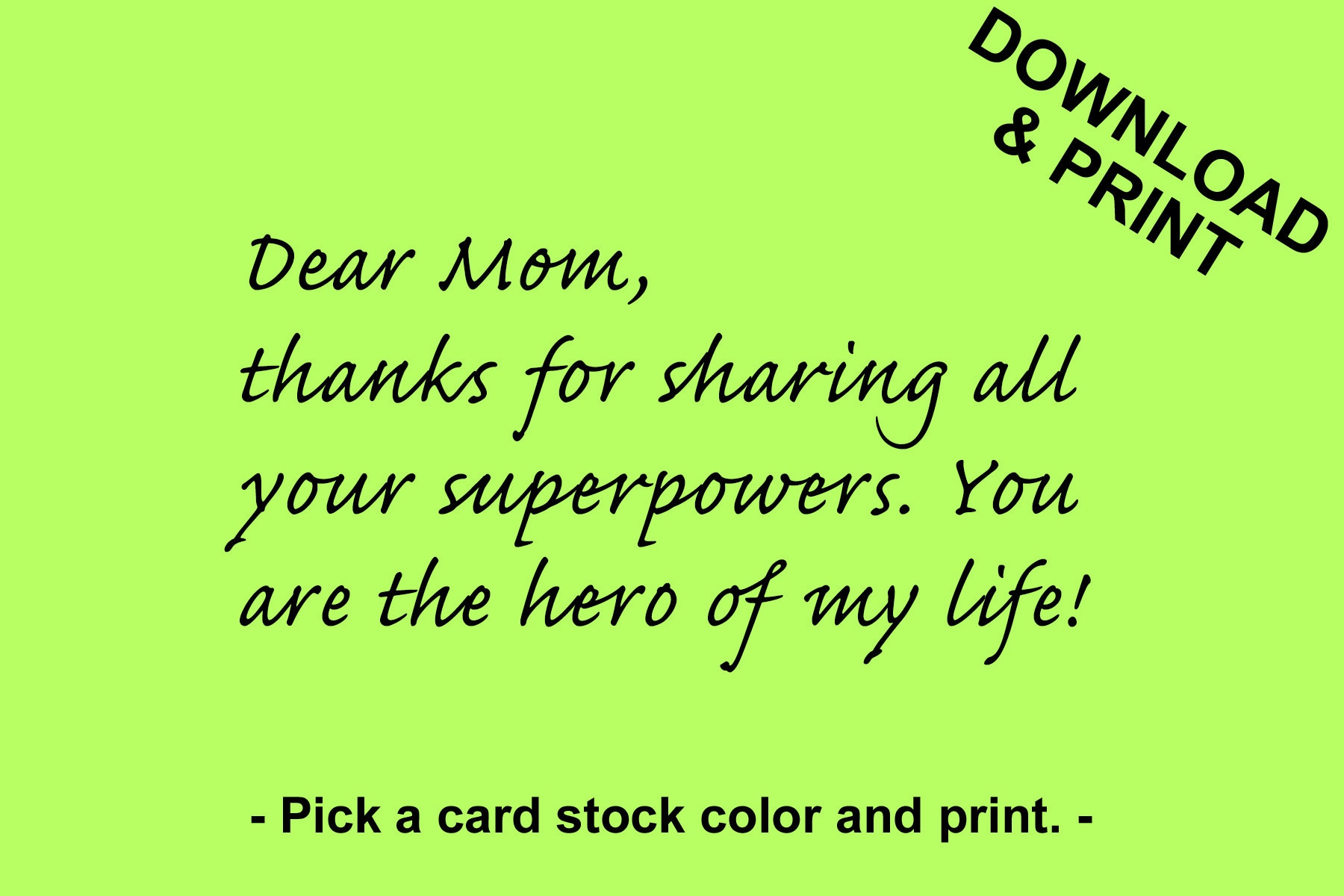 DOWNLOAD and PRINT Card Mom Appreciation Mom Birthday - Etsy