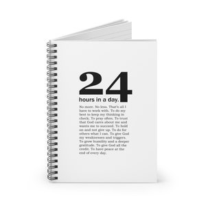 24 Hours in A Day Spiral Notebook Journal Ruled Line Sobriety Recovery ...