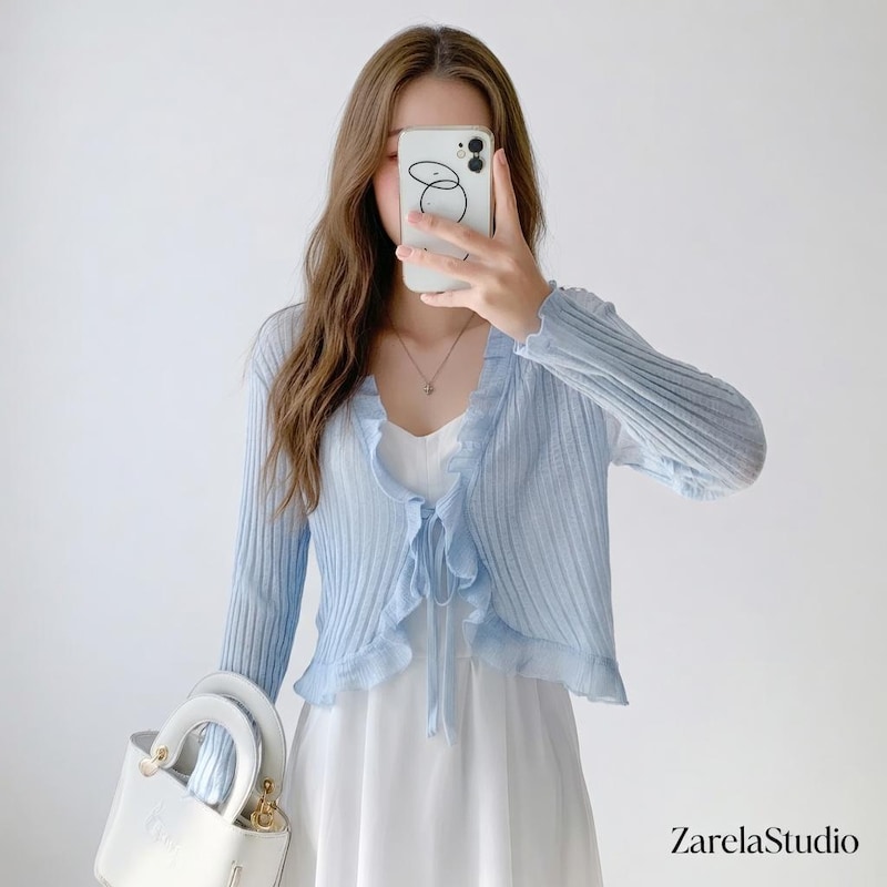 Ruffle Cardigan Y2k - Etsy