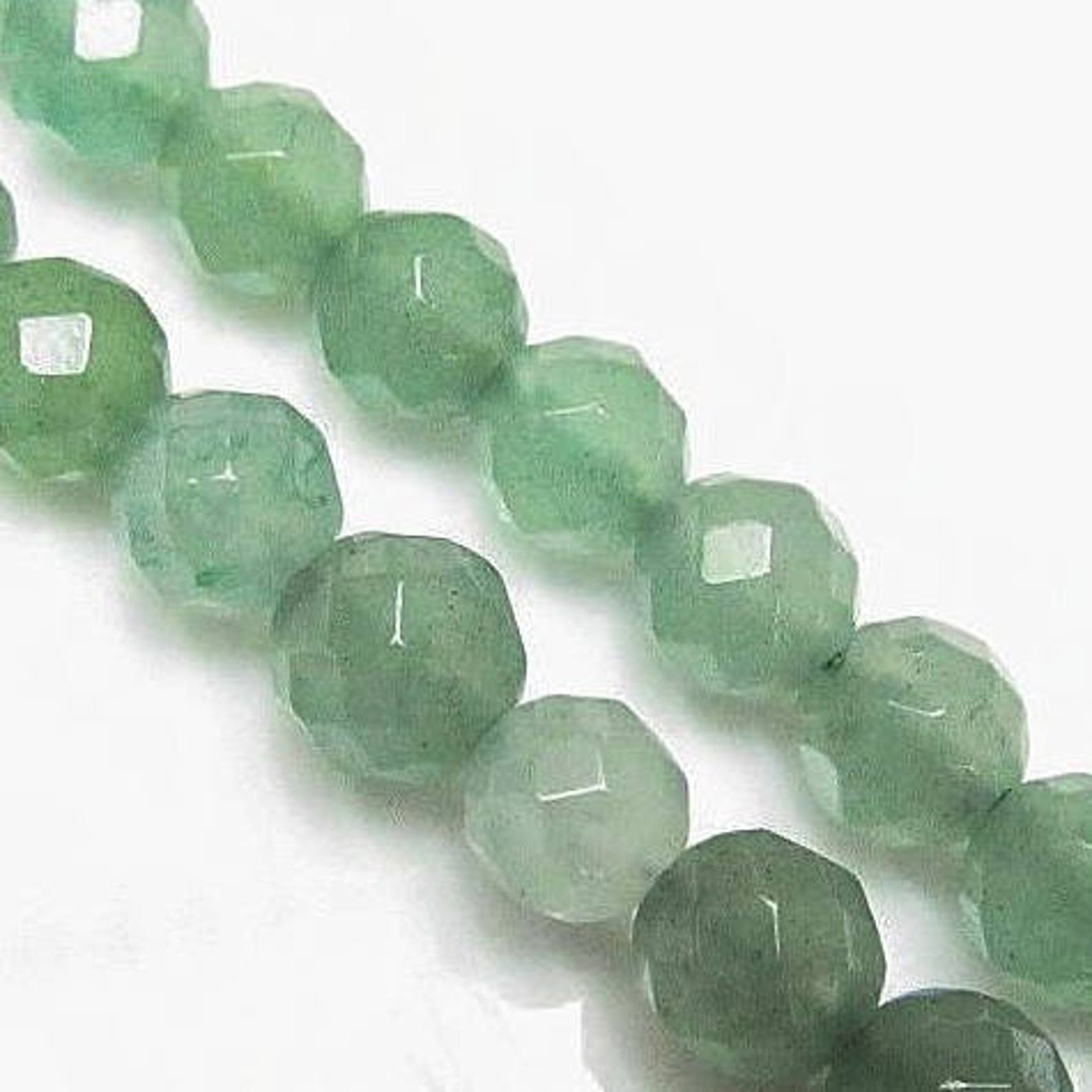 One Strand 48 Faceted Fern Green Averturine Gemstone Round Beads 8mm US ...