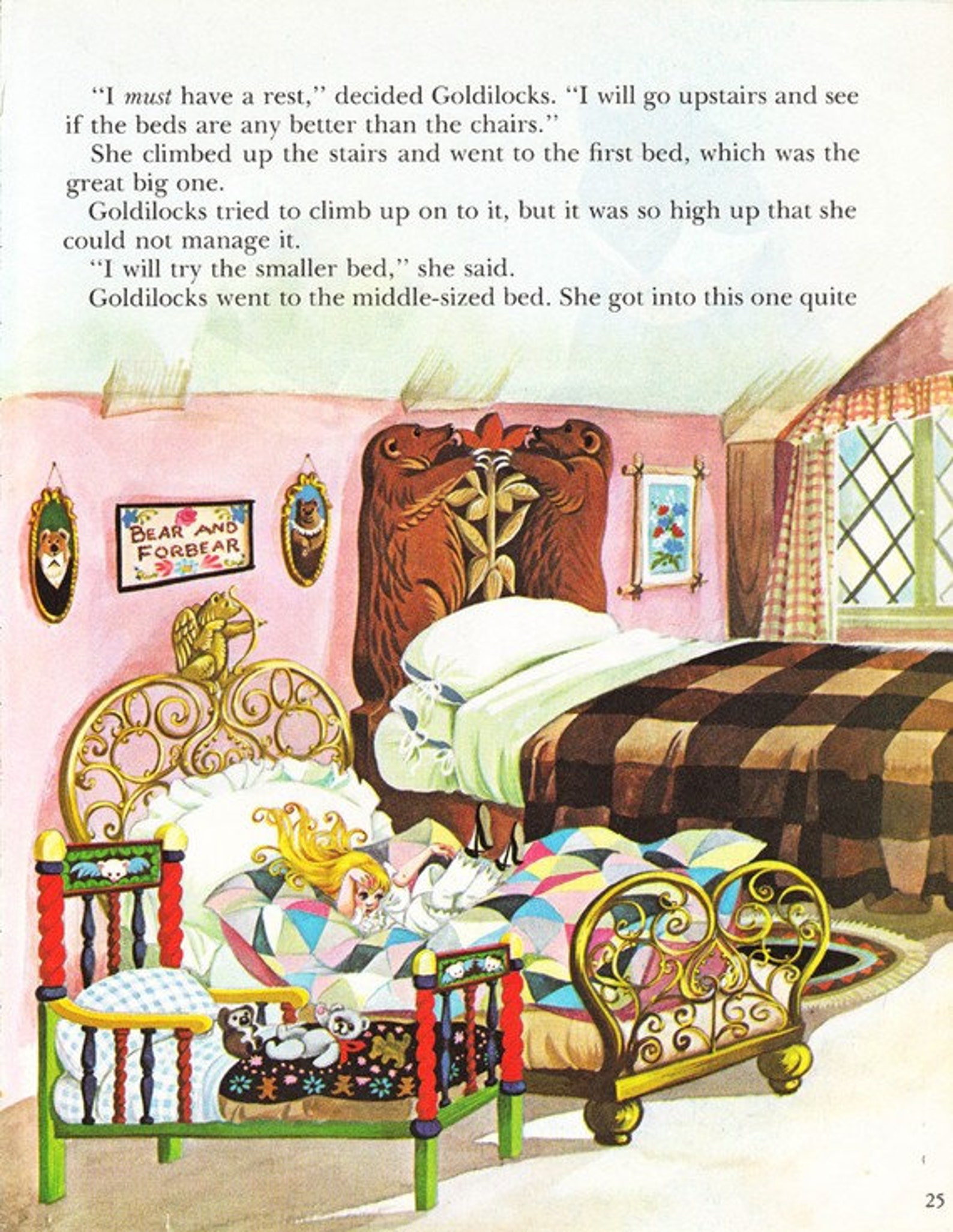 Goldilocks and the Three Bears - Vintage Illustration Storybook Print ...