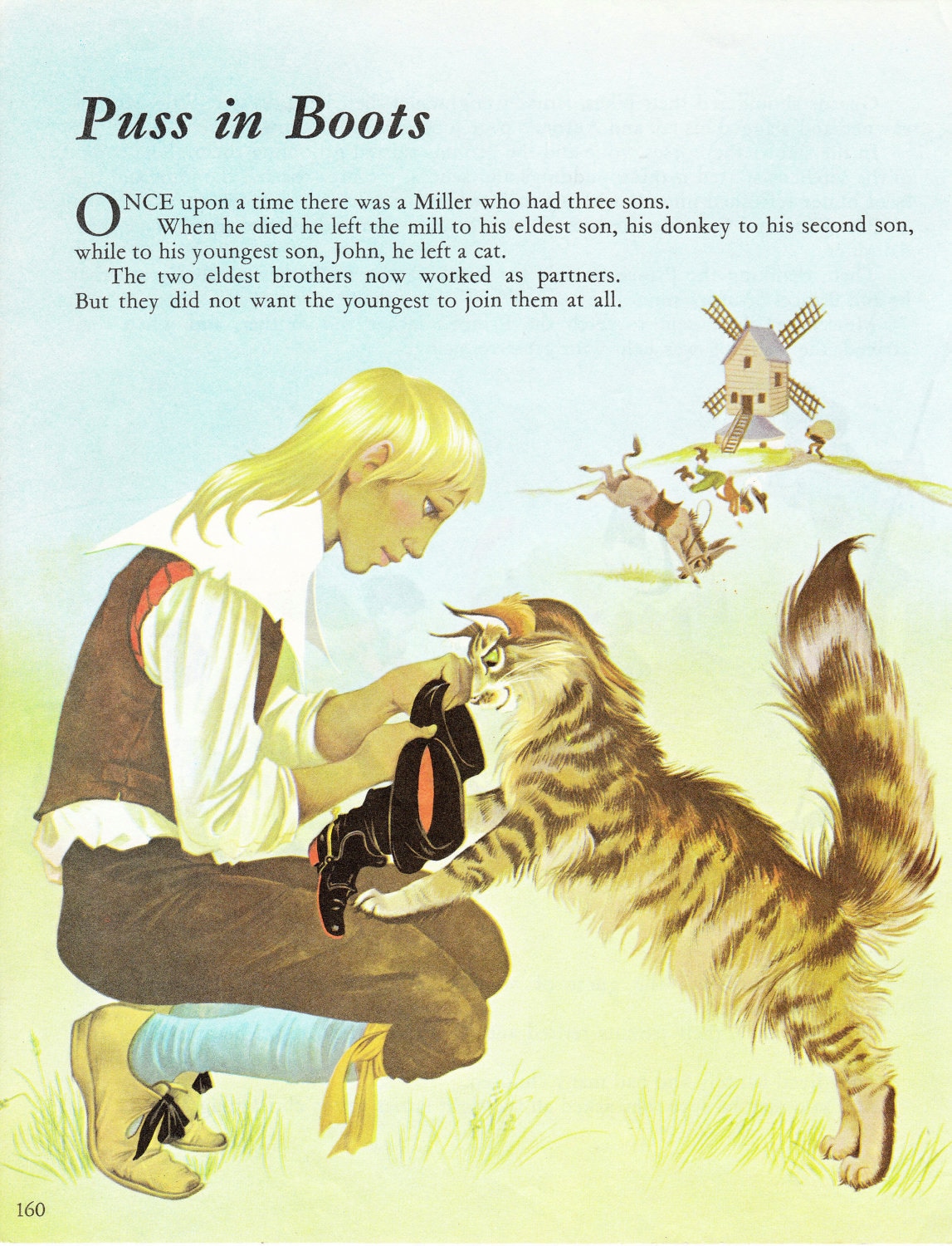 Puss in Boots / Sleeping Beauty - Vintage Illustration Storybook Print ...