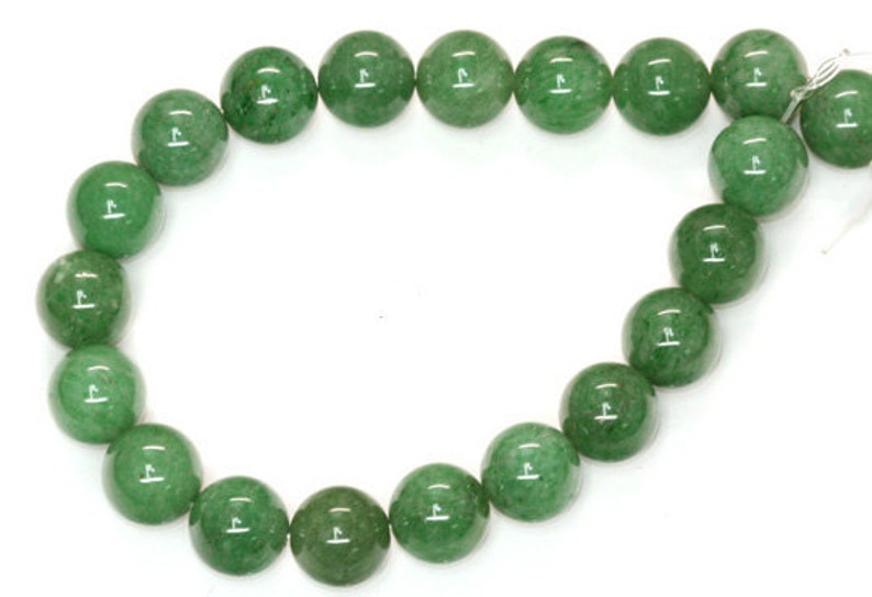 One Strand (50) Polished Fern Green Averturine Gemstone Round Beads 8mm ...