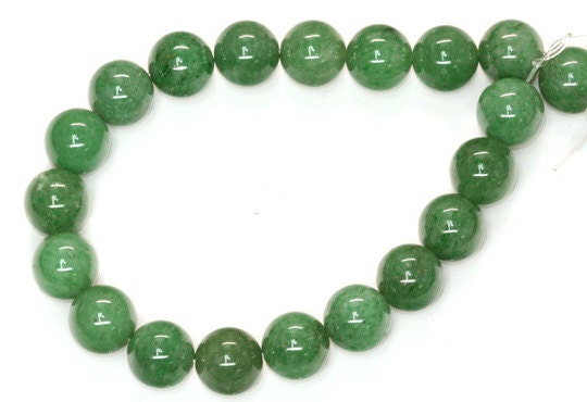One Strand (50) Polished Fern Green Averturine Gemstone Round Beads 8mm ...