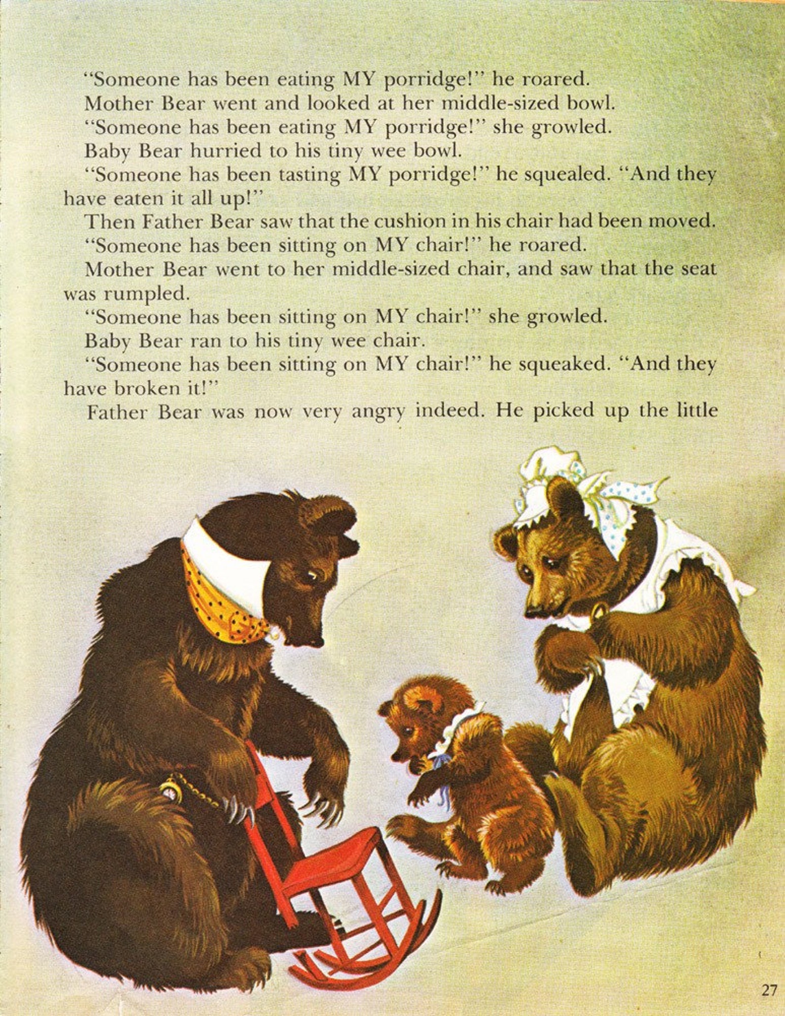 Goldilocks and the Three Bears - Vintage Illustration Storybook Print ...