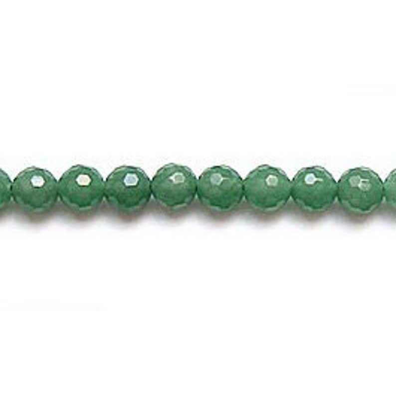 One Strand 48 Fern Green Faceted Averturine Gemstone Round Beads 8mm US ...