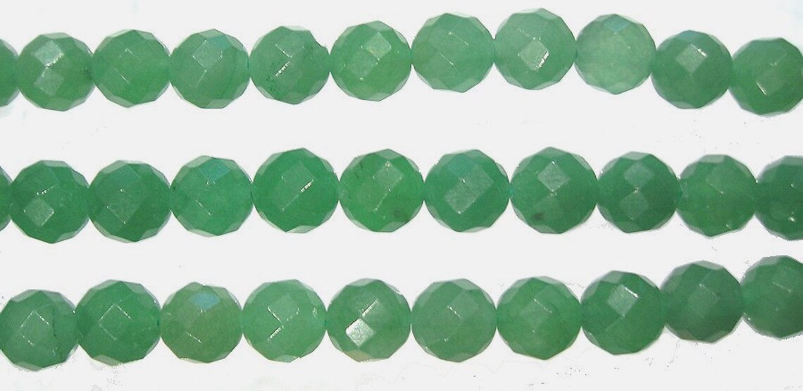 One Strand 48 Fern Green Faceted Averturine Gemstone Round Beads 8mm US ...