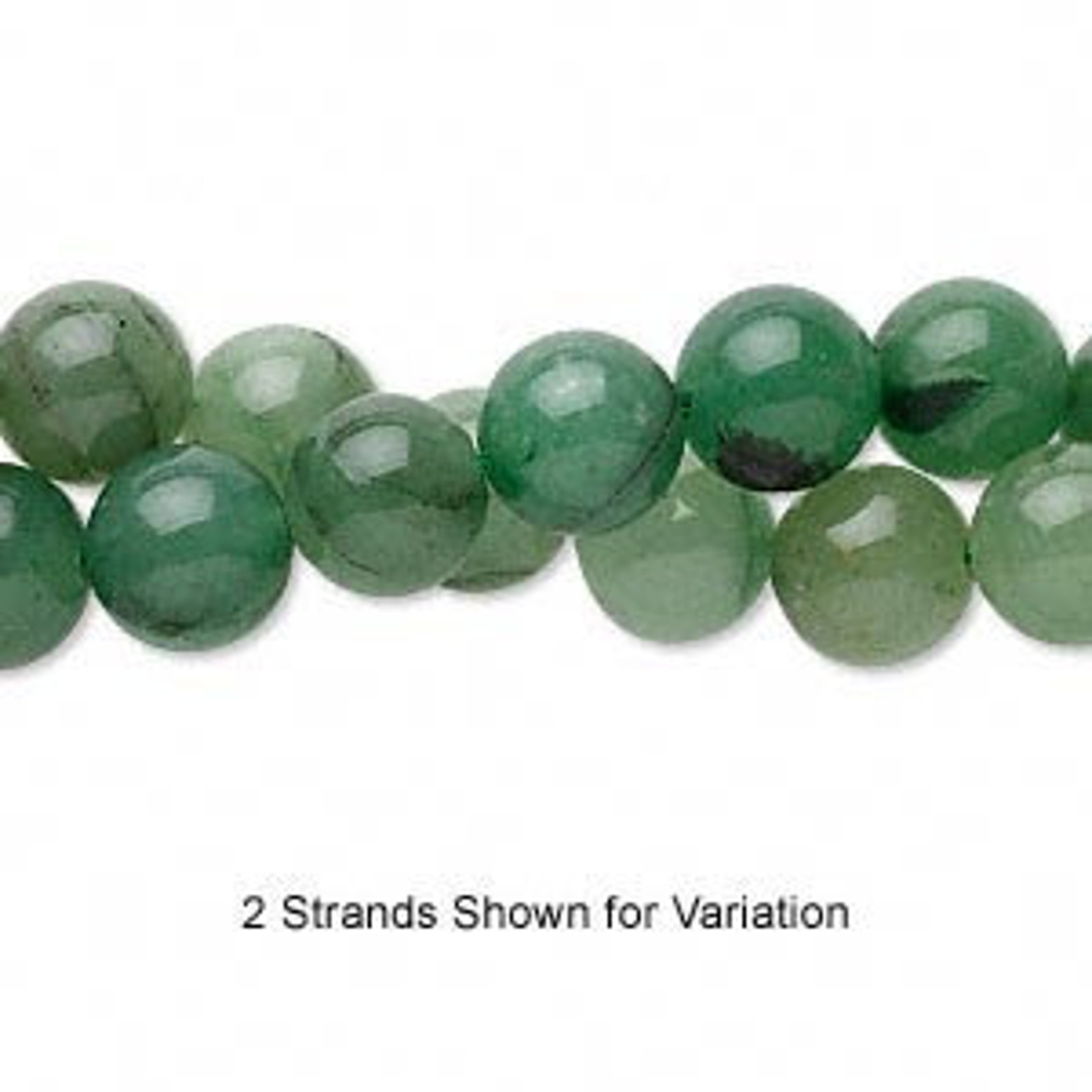 One Strand (50) Polished Fern Green Averturine Gemstone Round Beads 8mm ...