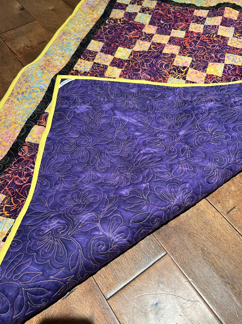Handmade Purple and Gold Batik Lap/baby Quilt - Etsy