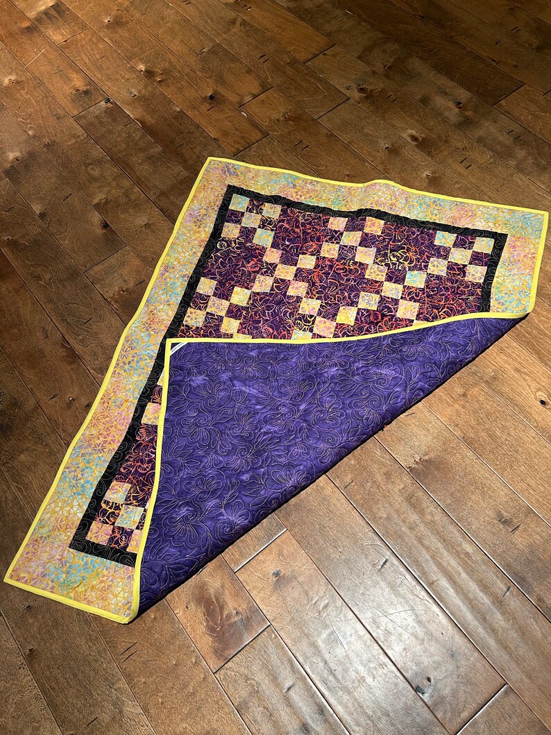 Handmade Purple and Gold Batik Lap/baby Quilt - Etsy