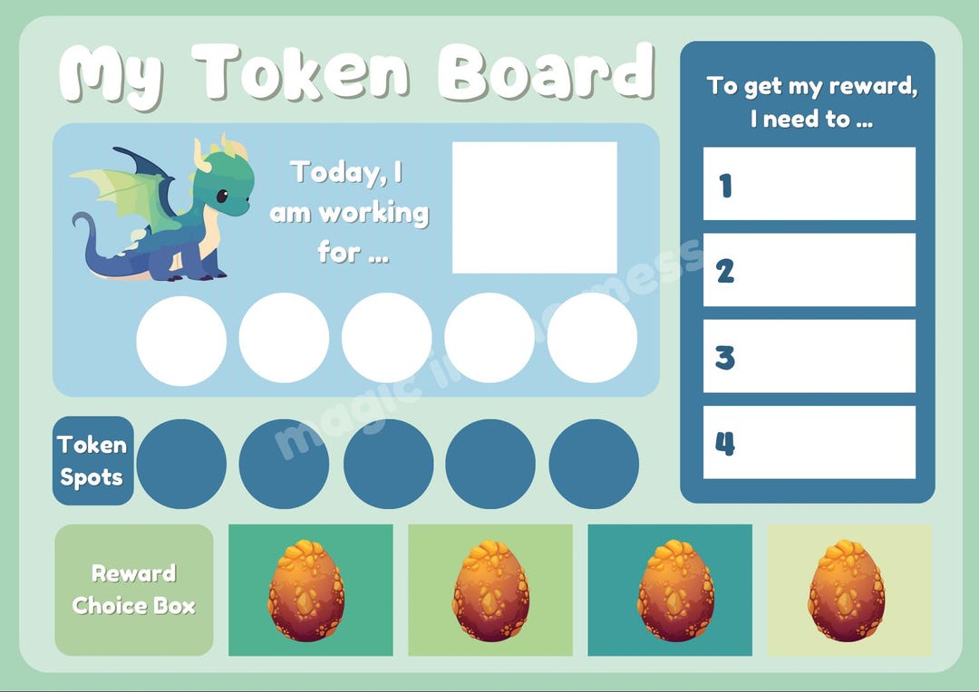 Token Board Printable | Autism Behavior Reward Chart (digital Download ...