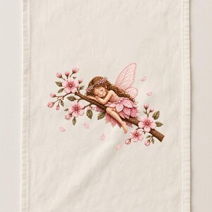 Sleeping Fairy Embroidery Design, Pink Fairy Embroidery File, Floral ...