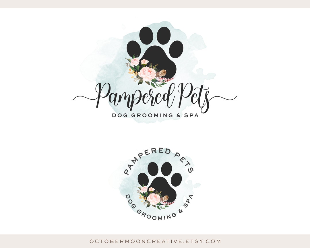 Dog Grooming Logo, Dog Spa & Bath Logo Design, Paw Boutique Logo ...