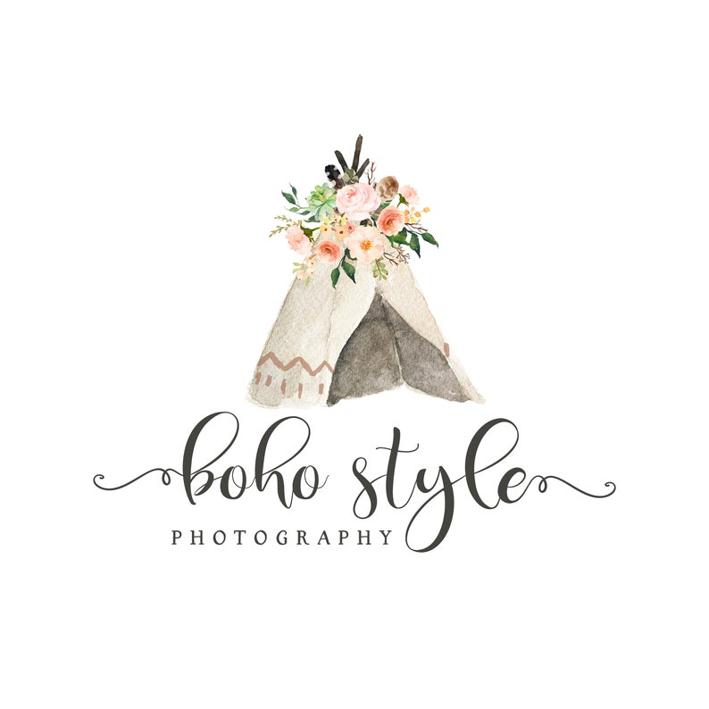 Premade logo design native american teepee logo photography | Etsy